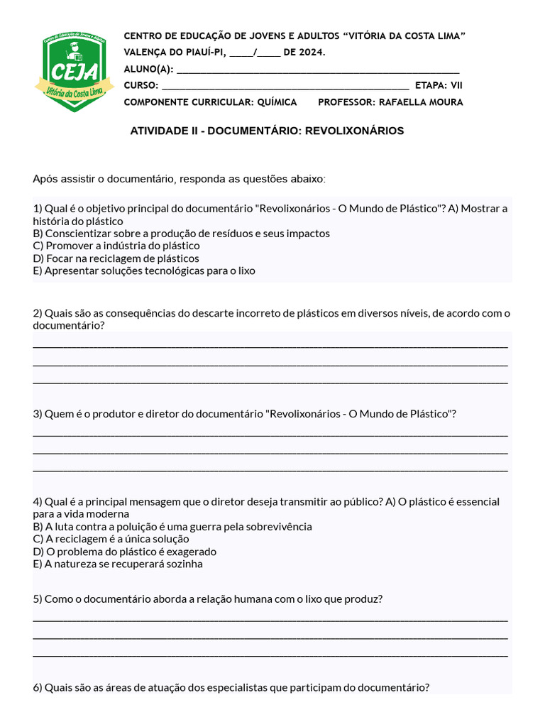 Ativ 2 - Soc VII - Doc REVOLIXONÁRIOS | PDF