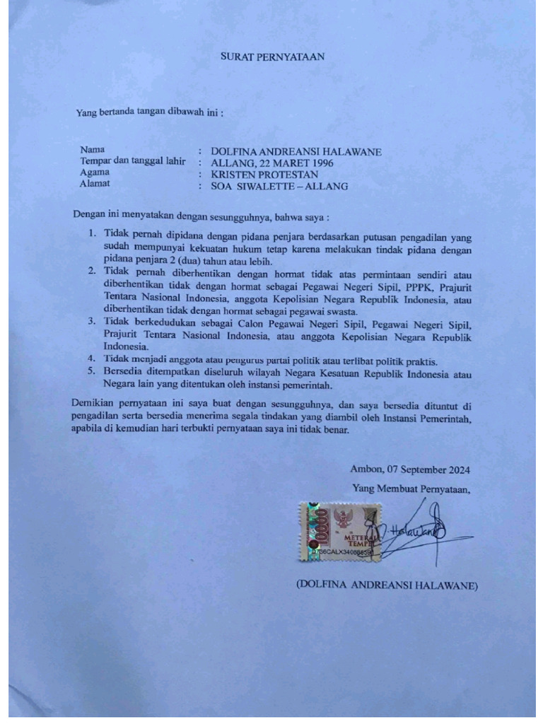 Surat Pernyataan Opi Pdf