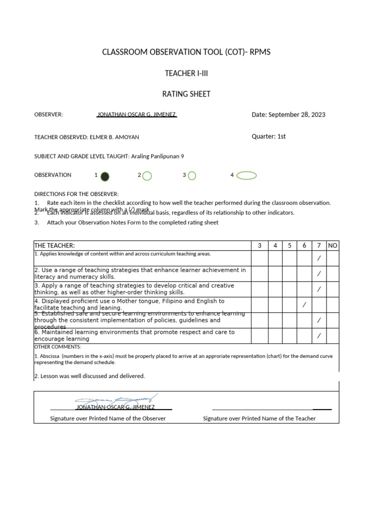 COT - Q1 - T1-T3 - 1st Quarter | PDF