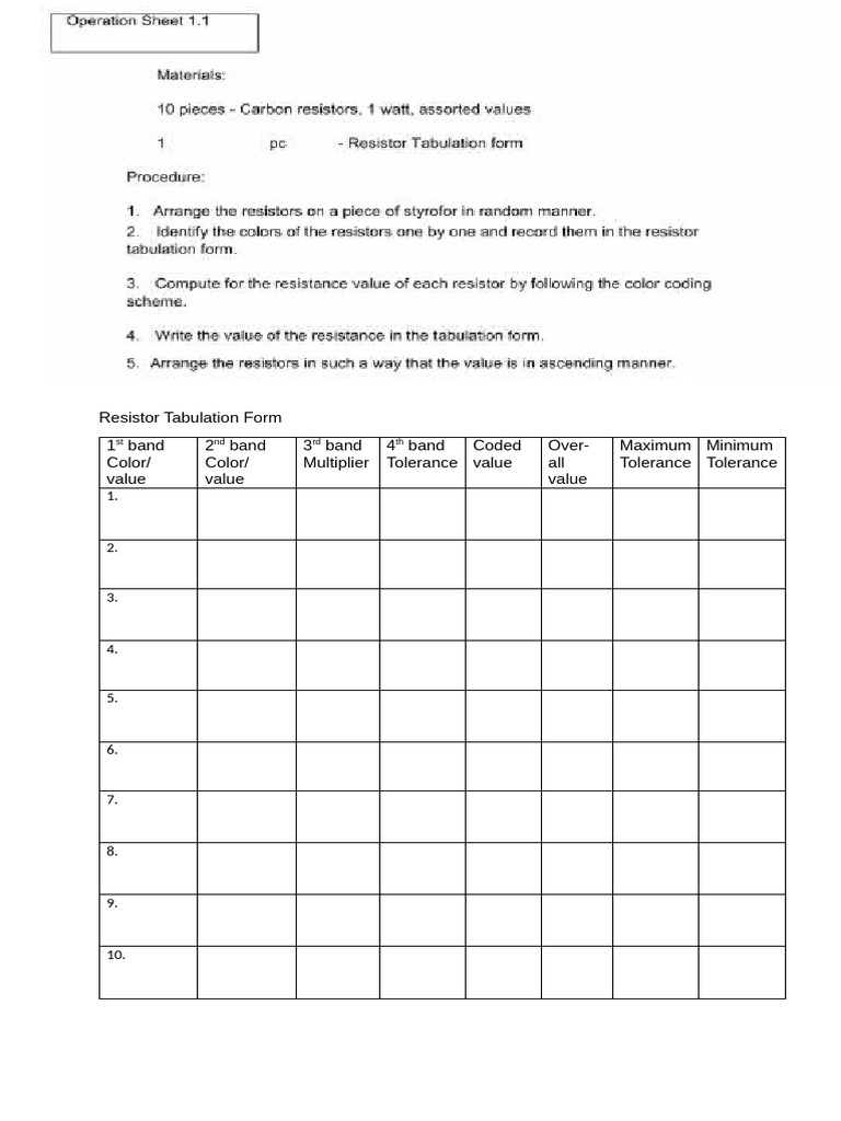 Operation Sheet 2.1 | PDF