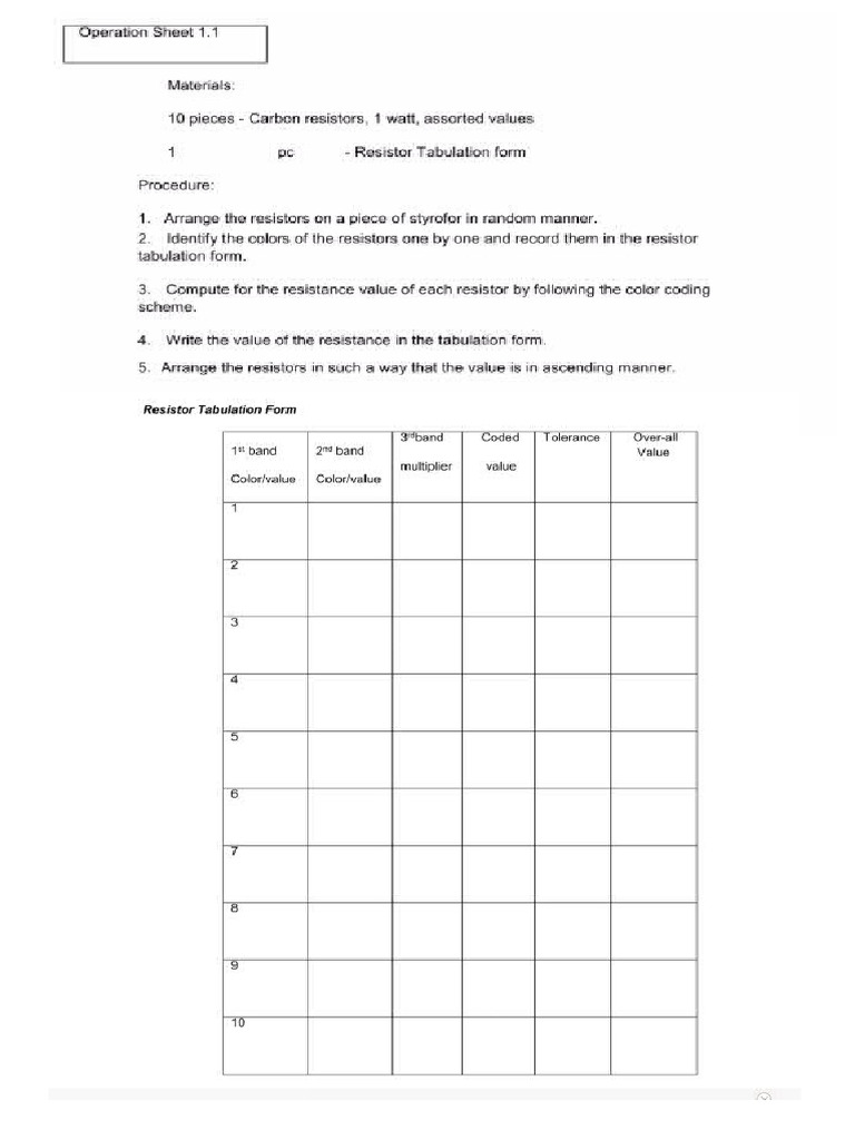 Operation Sheet 2.0 | PDF