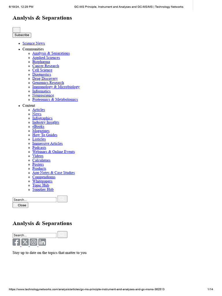 GC-MS Principle, Instrument and Analyses and GC-MS - MS - Technology ...