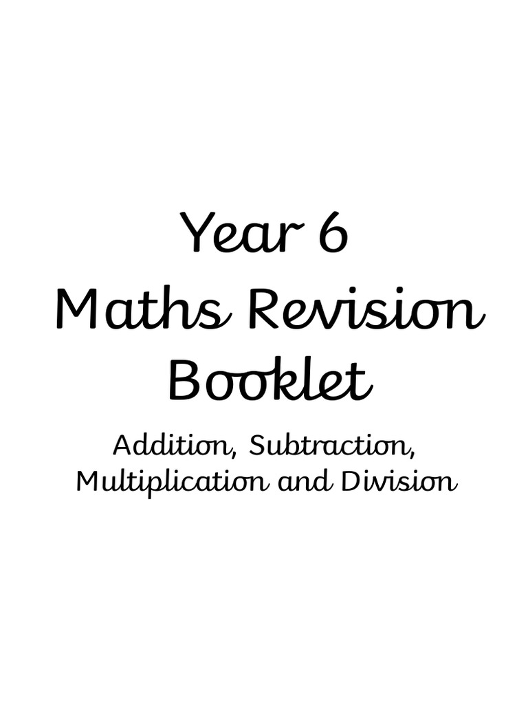 Year 6 Maths Revision Booklet Leane | PDF