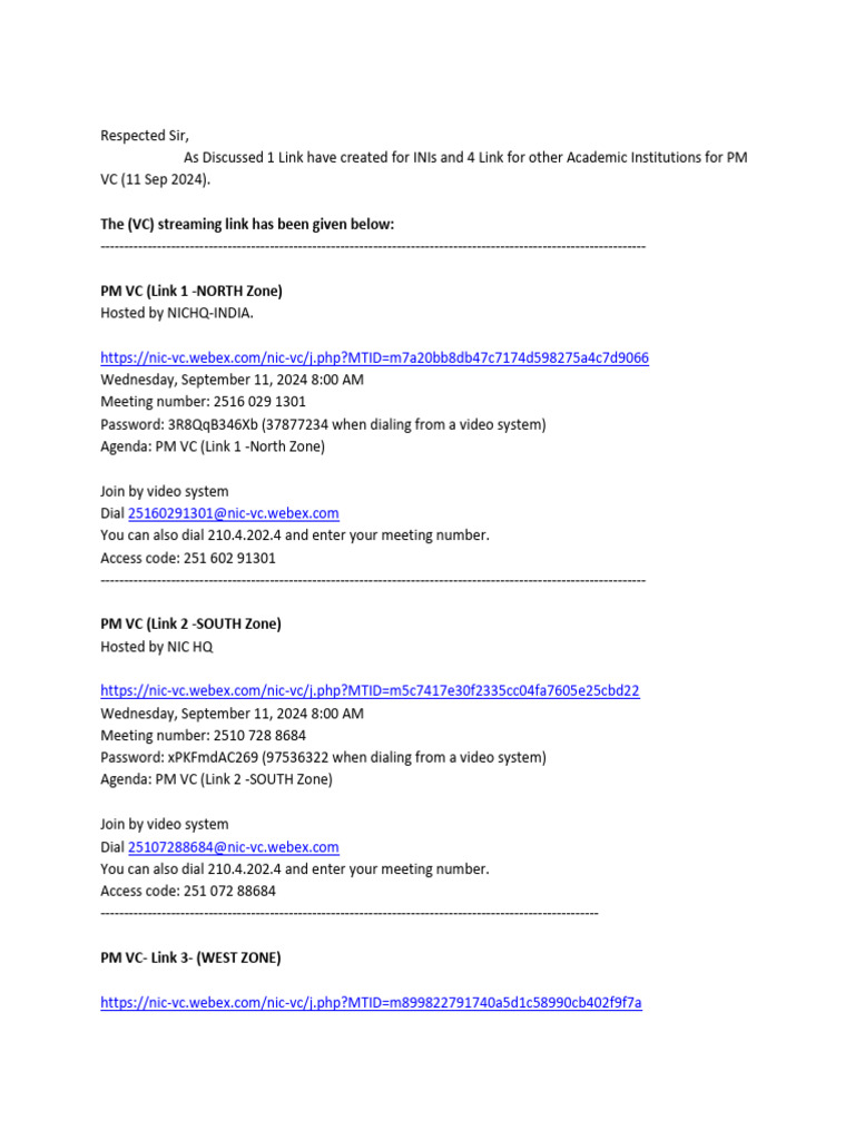 Important PM VC Link For Semicon India 2024 | PDF