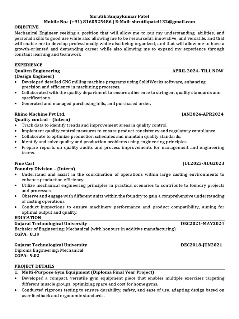 Resume Shruti K Patel | PDF