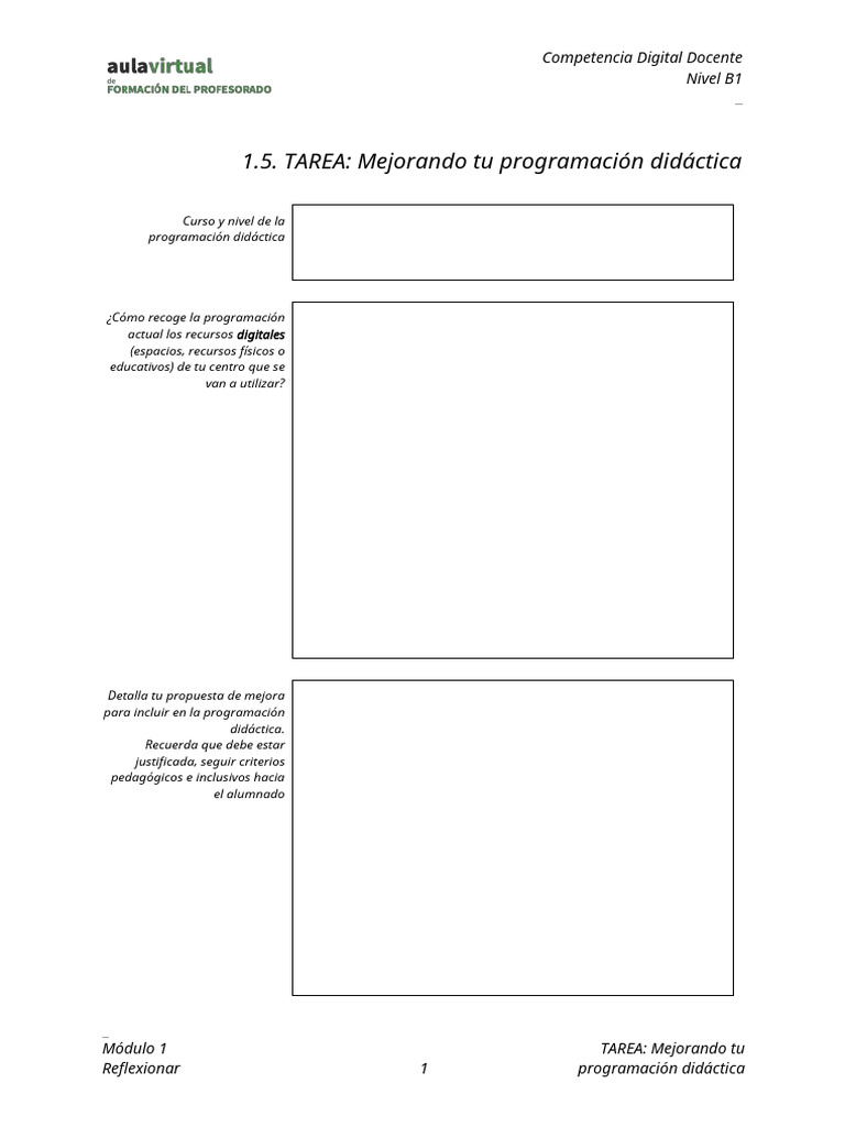 Plantilla de Programacion Didactica | PDF