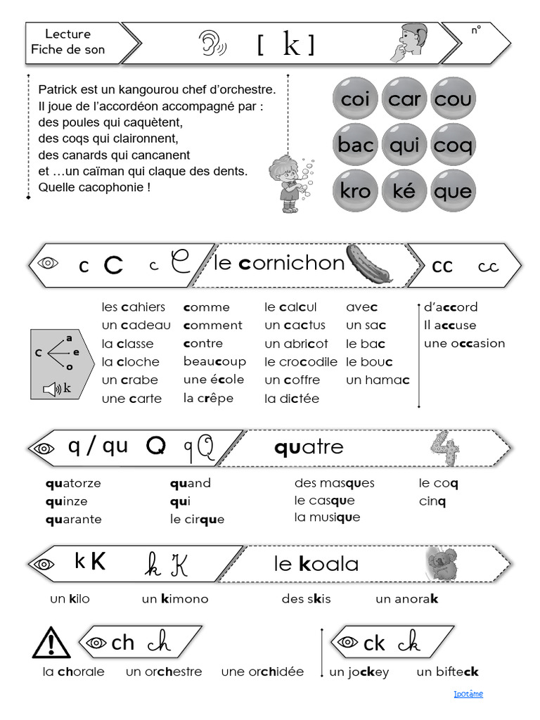 FICHE LECTURE SON K | PDF