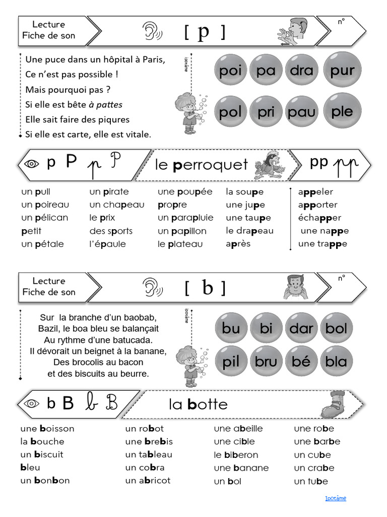 FICHE LECTURE SON P Et B | PDF