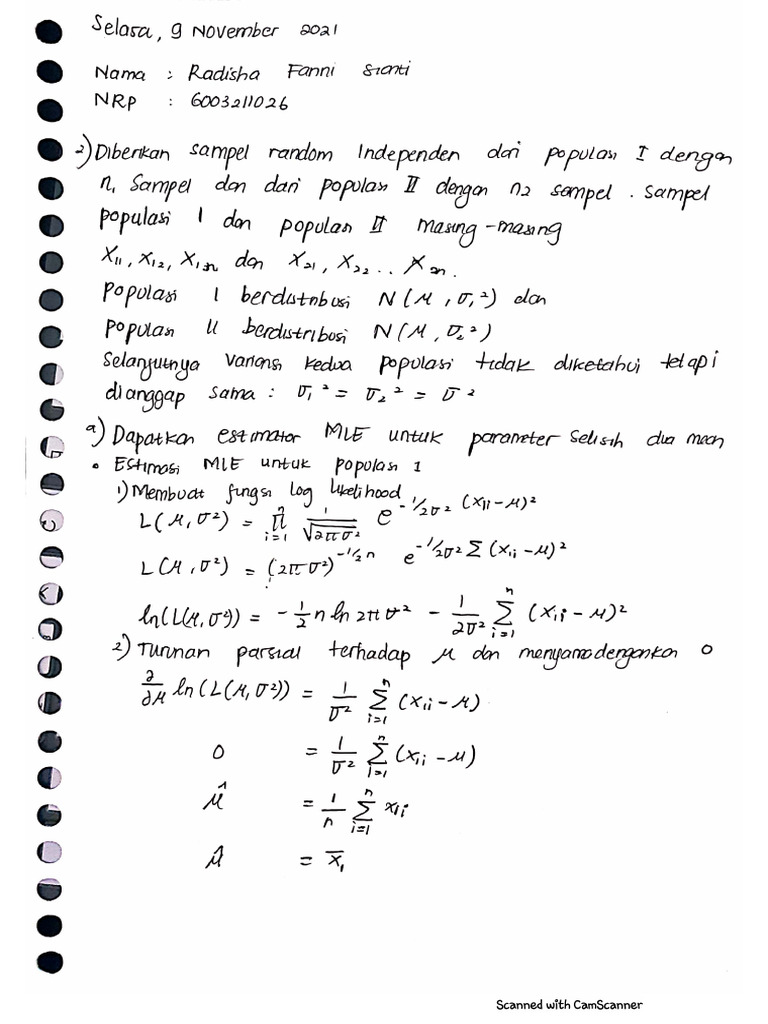 Tugas - 3 - Stat - Mat 2B - Erlyne Nadhilah Widyaningrum | PDF