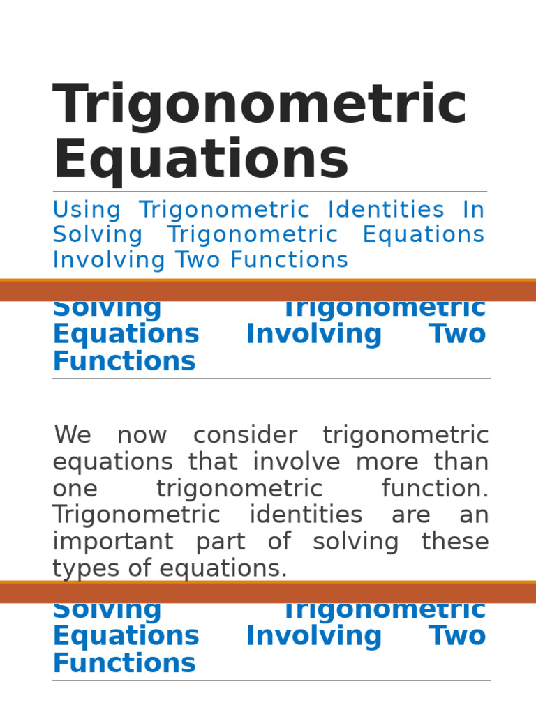 Solving Trigonometric Equations | PDF