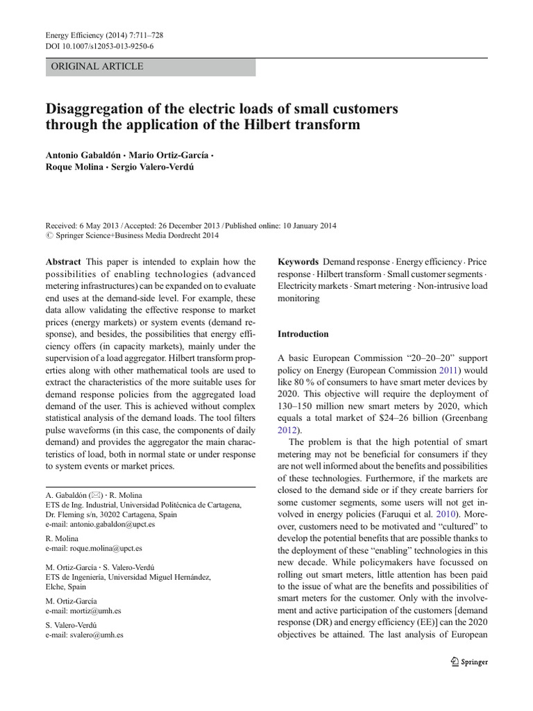 Disaggregation Electric Loads Hilbert Transform | PDF