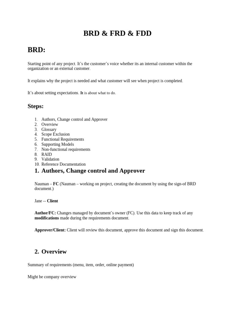 BRD and FDD and FRD | PDF