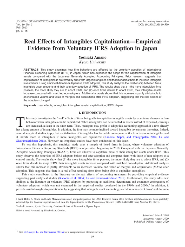Amano-2020-Real Effects of Intangibles Capitalization | PDF