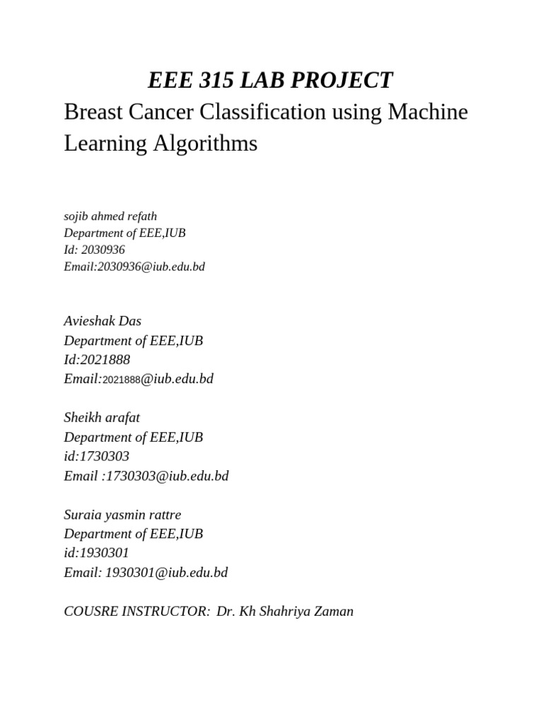 Eee315 Machine Learning Project | PDF