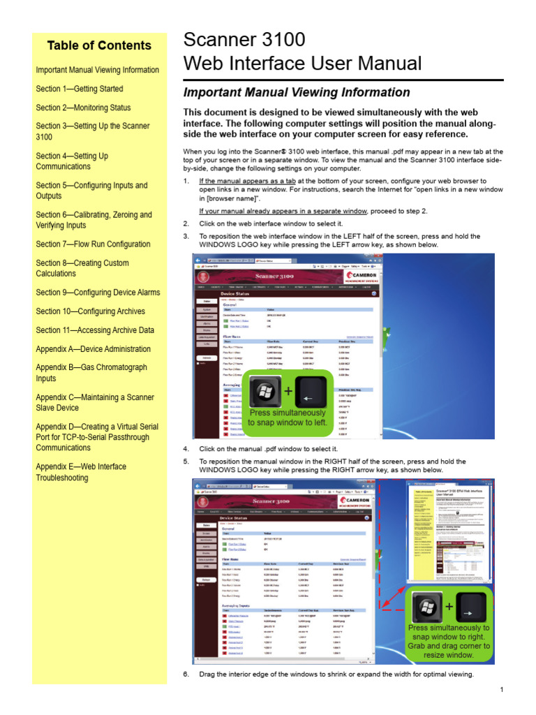 Cameron Scanner 3100 Interfejs Internetowy Instrukcja en | PDF