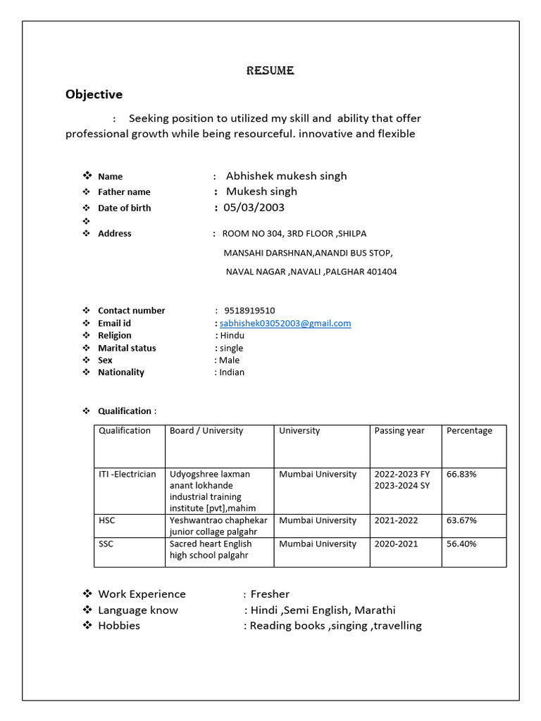 Resume Abhishek Singh | PDF