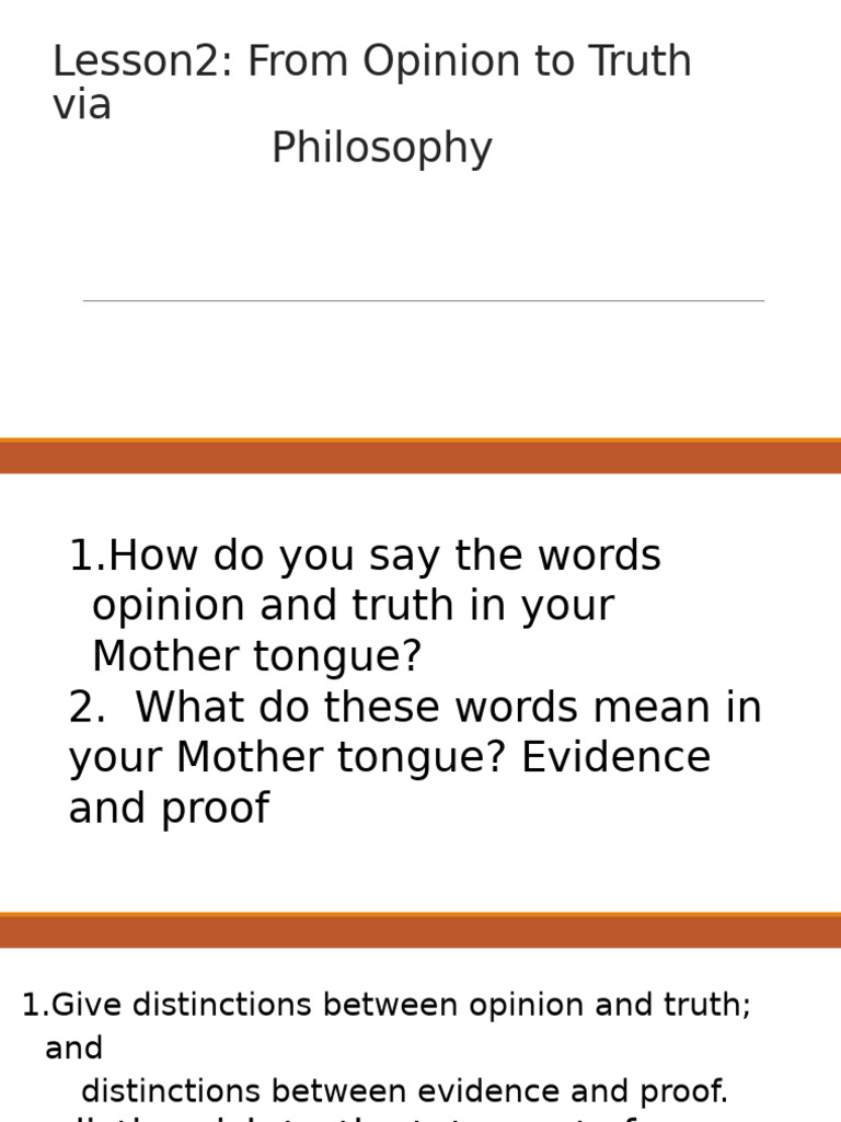 Lesson2 Opinion and Truth | PDF