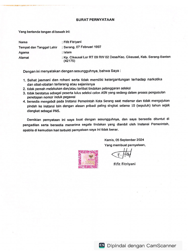 Surat Pernyataan | PDF