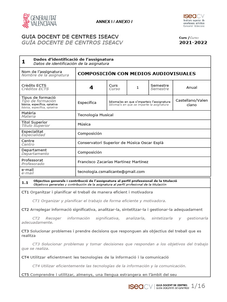 Composición Con Medios Audiovisuales - 2122 GD | PDF
