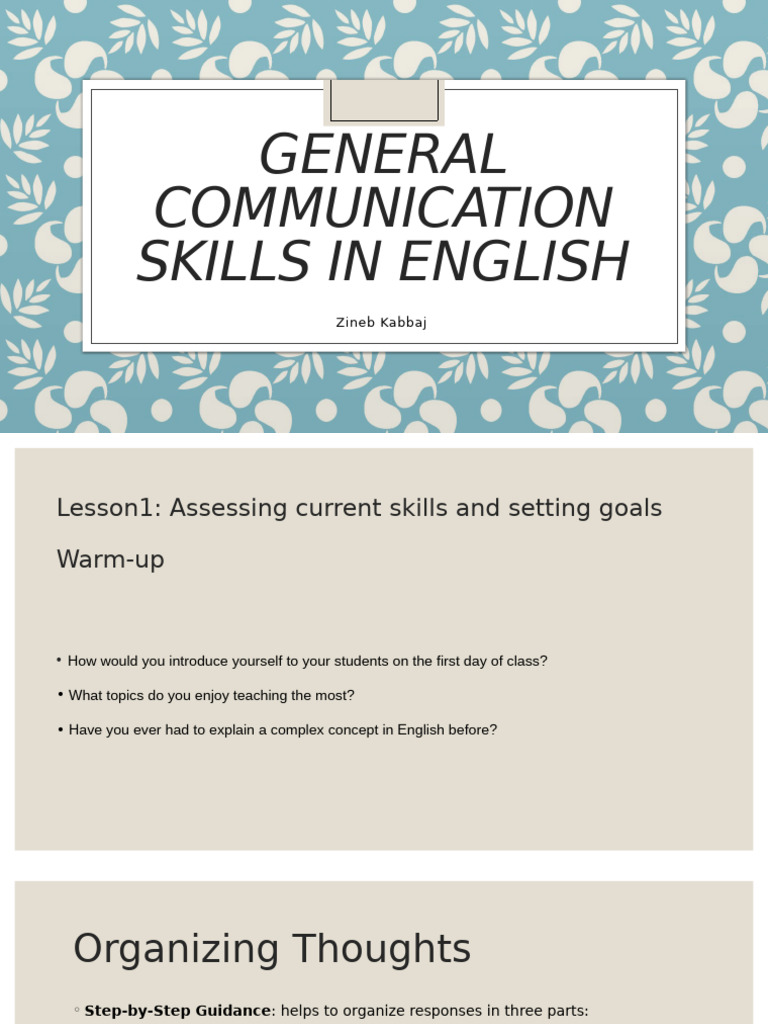 General Communication Skills in English 1 | PDF