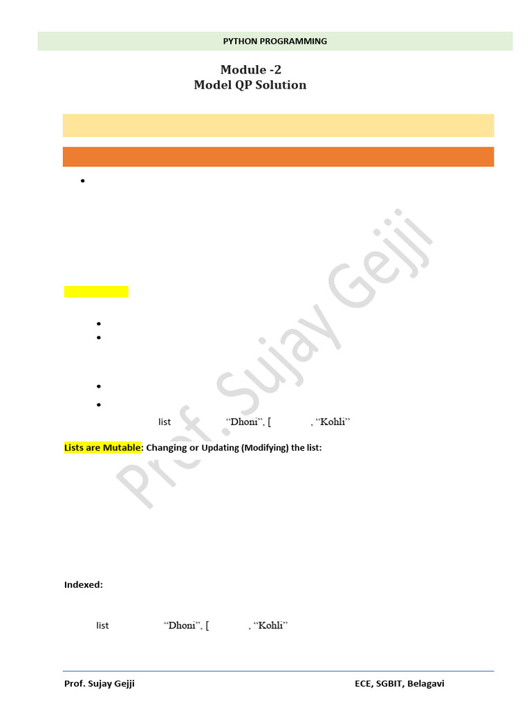 Python Module-2 QP Solution (21EC643) | PDF