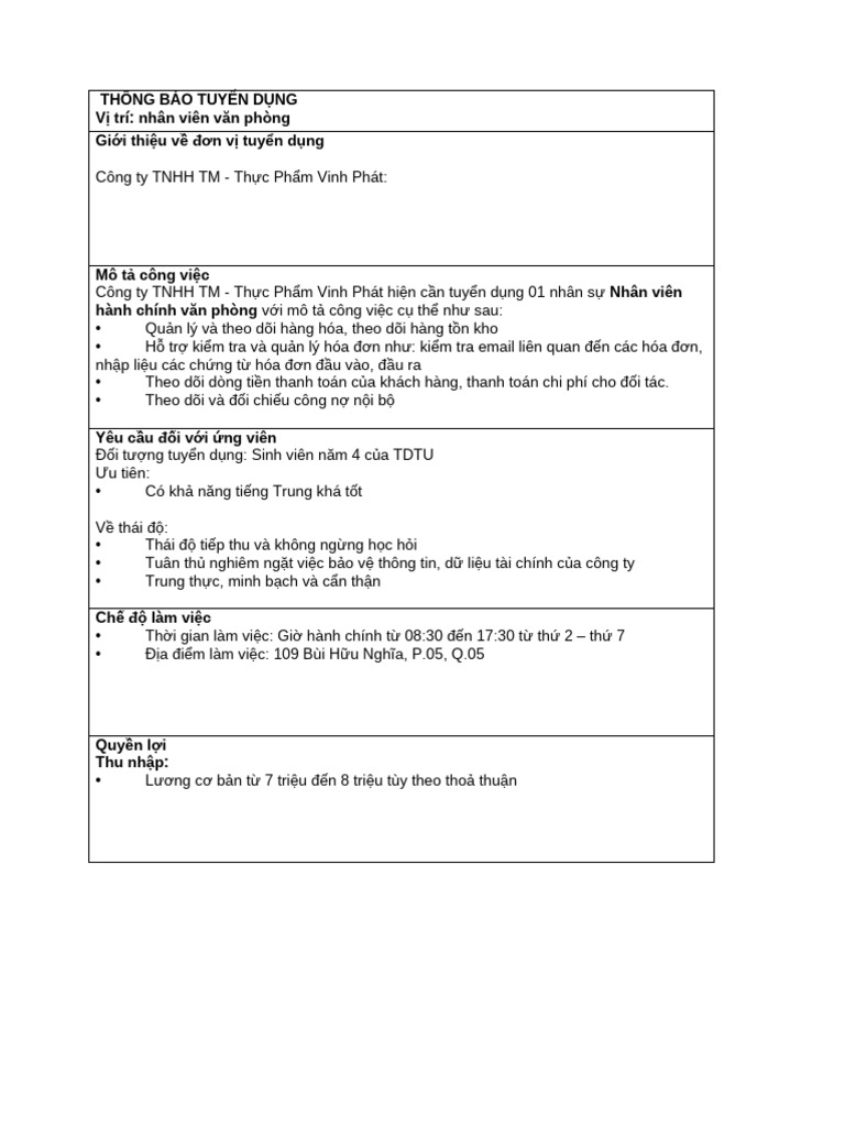 Thong Tin Tuyen Dung (20240808 - 091610 - 390) | PDF