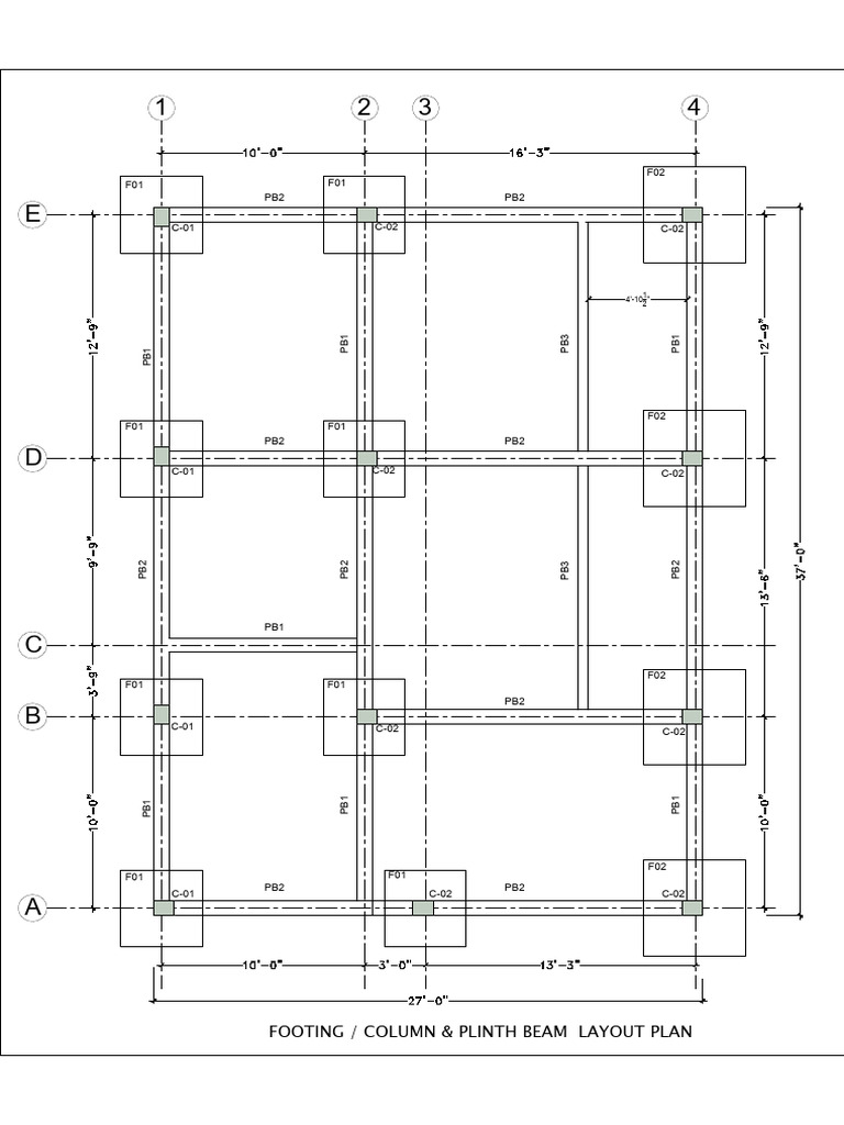 FOOTING-PB-COLUMN LAYOUT | PDF