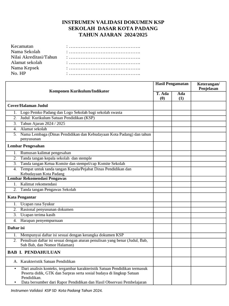 Instrumen Validasi KSP 2024 | PDF