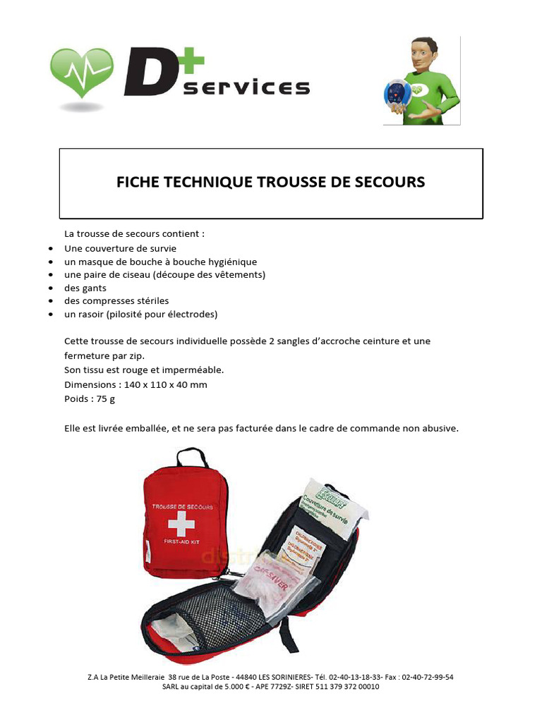 fiche technique Trousse de premiers secours | PDF