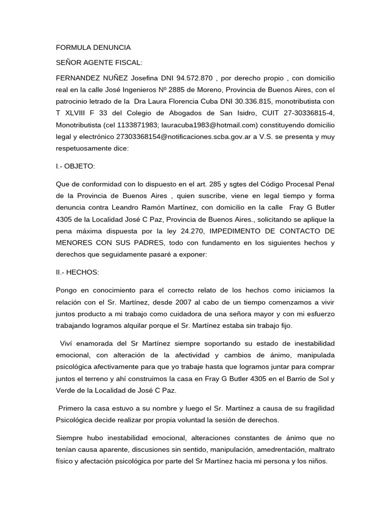 Formula Denuncia Fiscalia | PDF