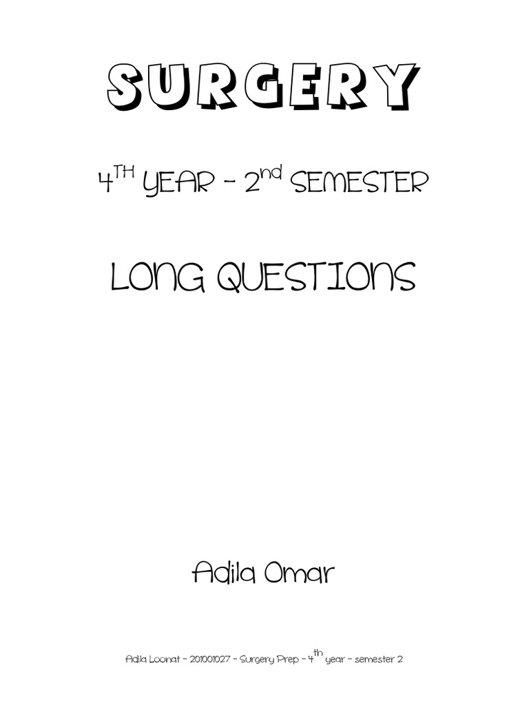 Surgery Questions (Final) | PDF