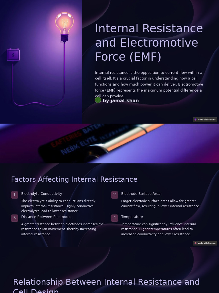 Internal Resistance and Electromotive Force EMF | PDF