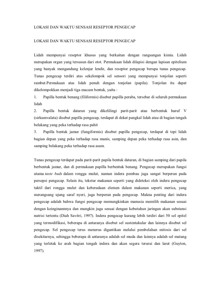 Reseptor Pengecap | PDF