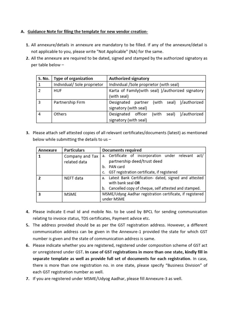 Annexure Filling Guide | PDF