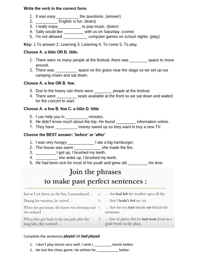 Write The Verb in The Correct Form | PDF