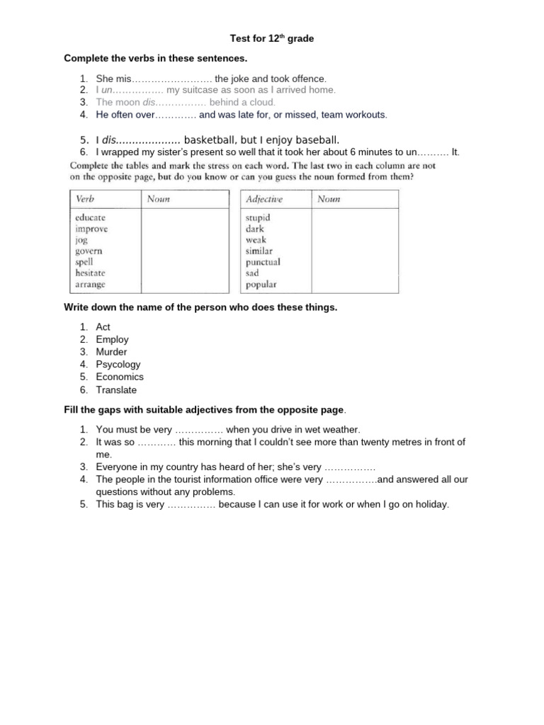 12th Grade English Practice | PDF