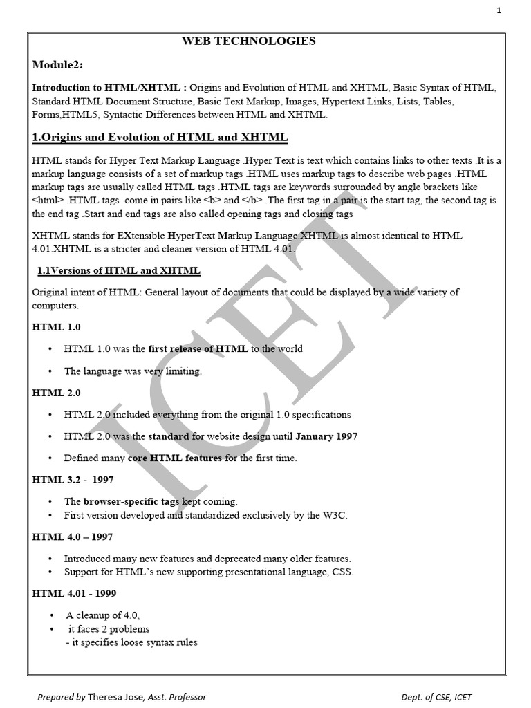 Unit 2 HTML-XHTML | PDF