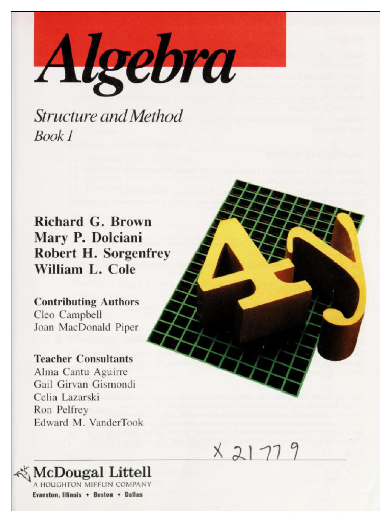 Algebra Structure and Method Book 1 0395977223 9780395977224 Compress | PDF