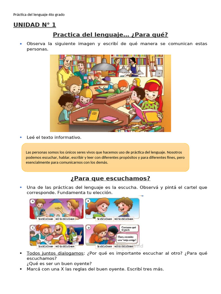 Practica Del Lenguaje 4to | PDF