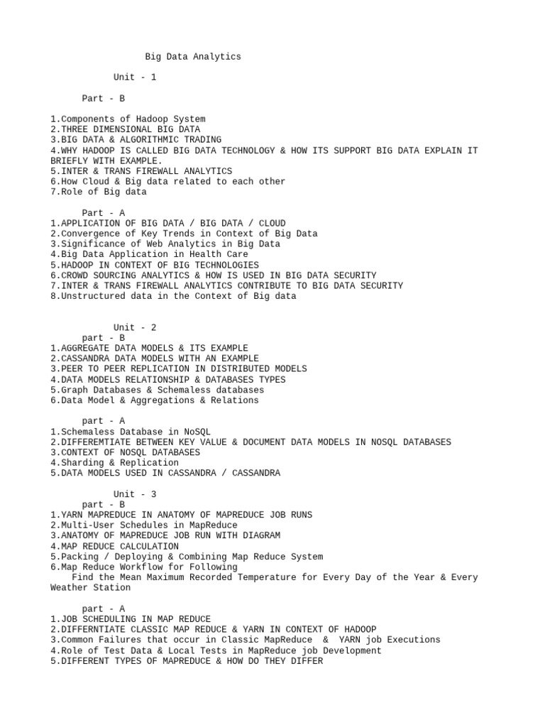 Big Data Analytics Important Questions | PDF