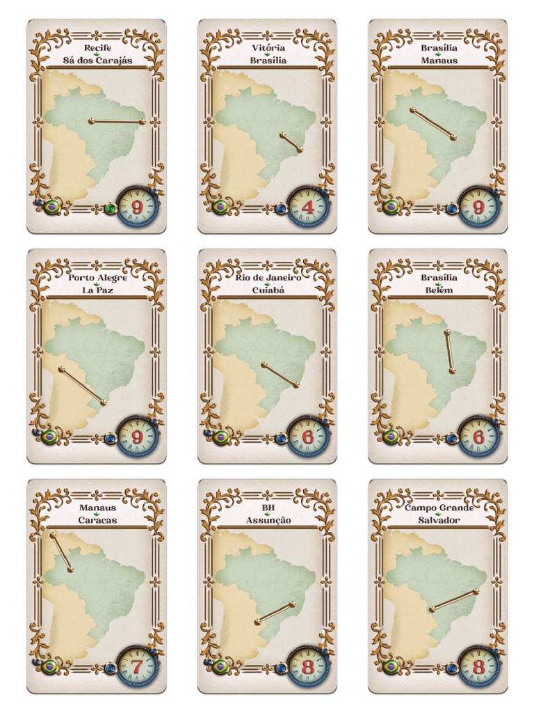 Ticket To Ride Cartas de Destinos para o Mapa 195885 | PDF