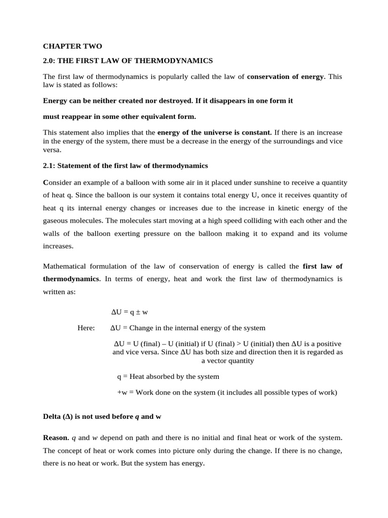 Chemical Thermodynamics Chap 2 | PDF | Heat | Heat Capacity