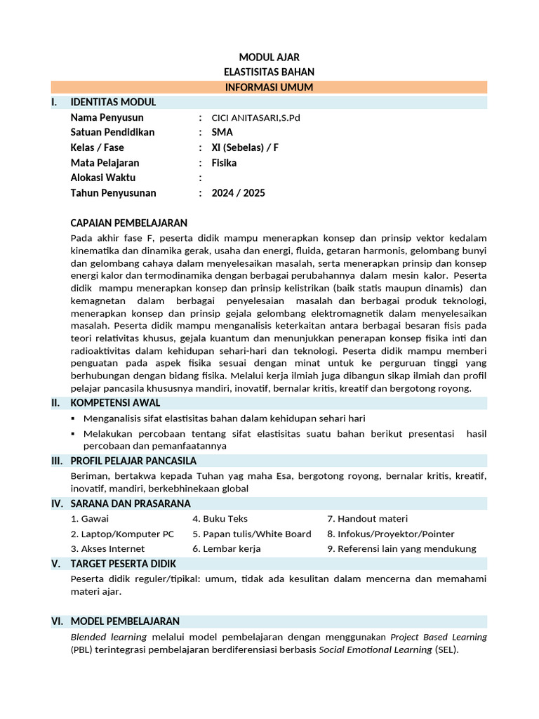 Modul Fisika F11 - Elastisitas | PDF