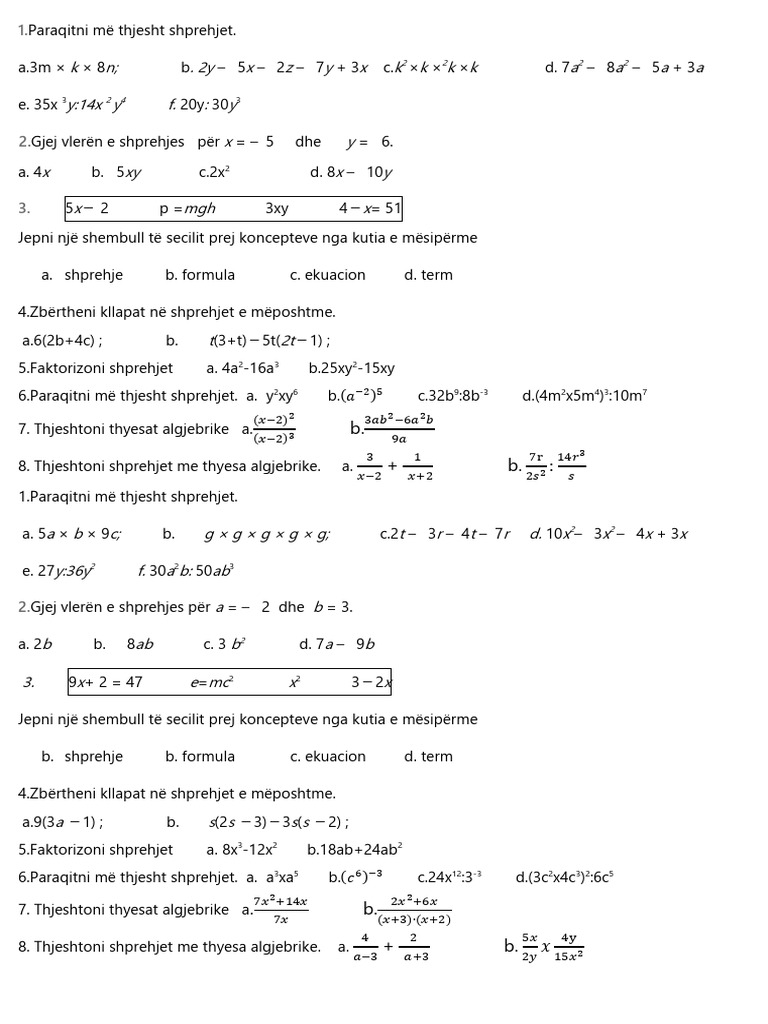 Shprehjet - Kap 2 | PDF