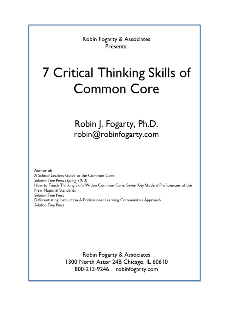 Session 30 7 Critical Thinking Skills of Common Core | PDF
