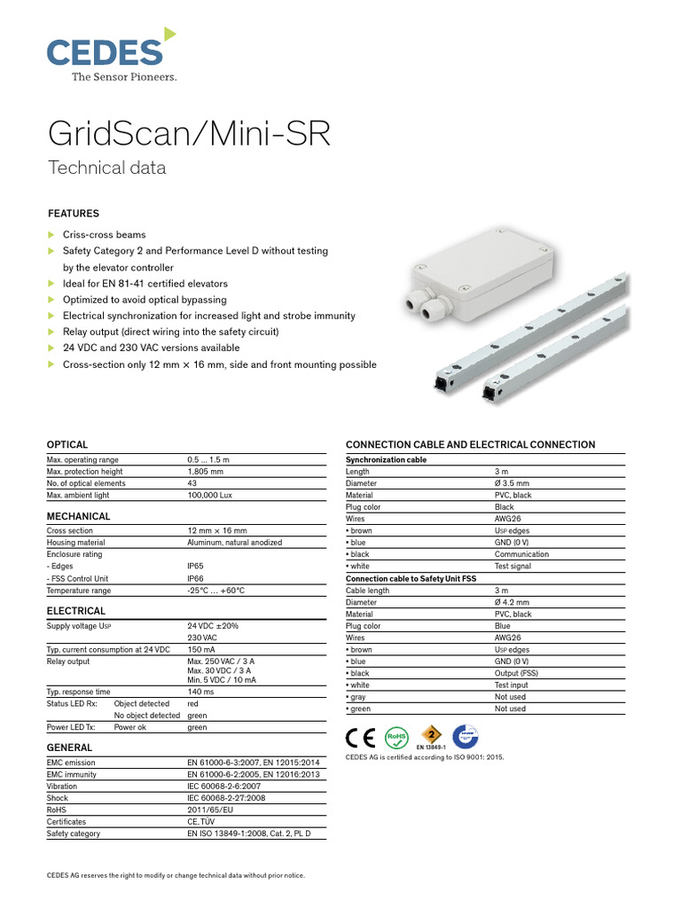 Cedes GridScanMini SR Data Sheet en Version 20 | PDF