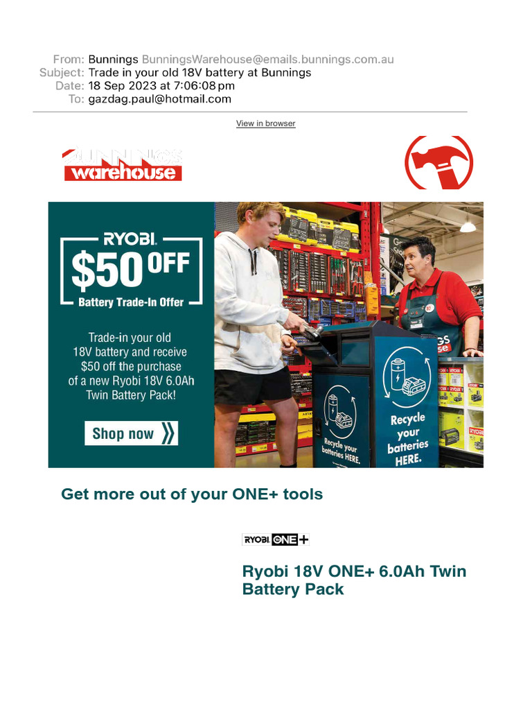 Trade in Your Old 18V Battery at Bunnings | PDF