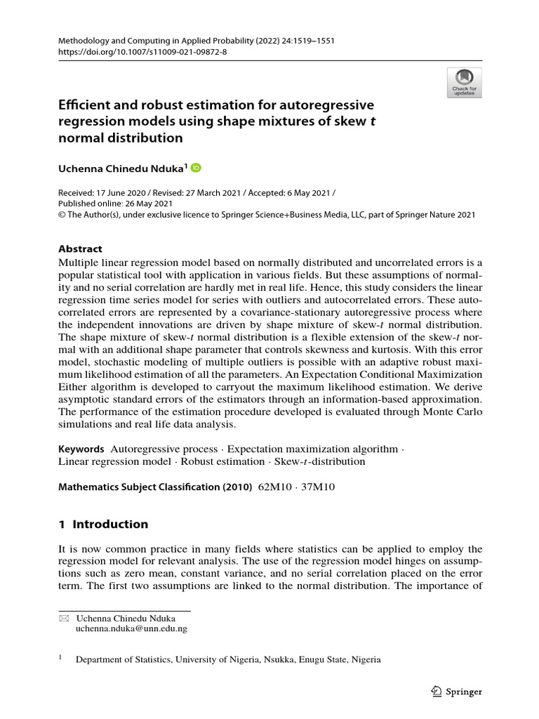 E Cient and Robust Estimation For Autoregressive Regression Models Using Shape Mixtures of Skew ...