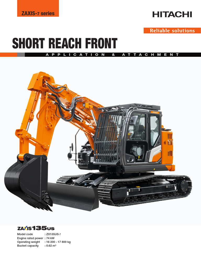 ZX135US-7 Short Reach Front Specifications | PDF