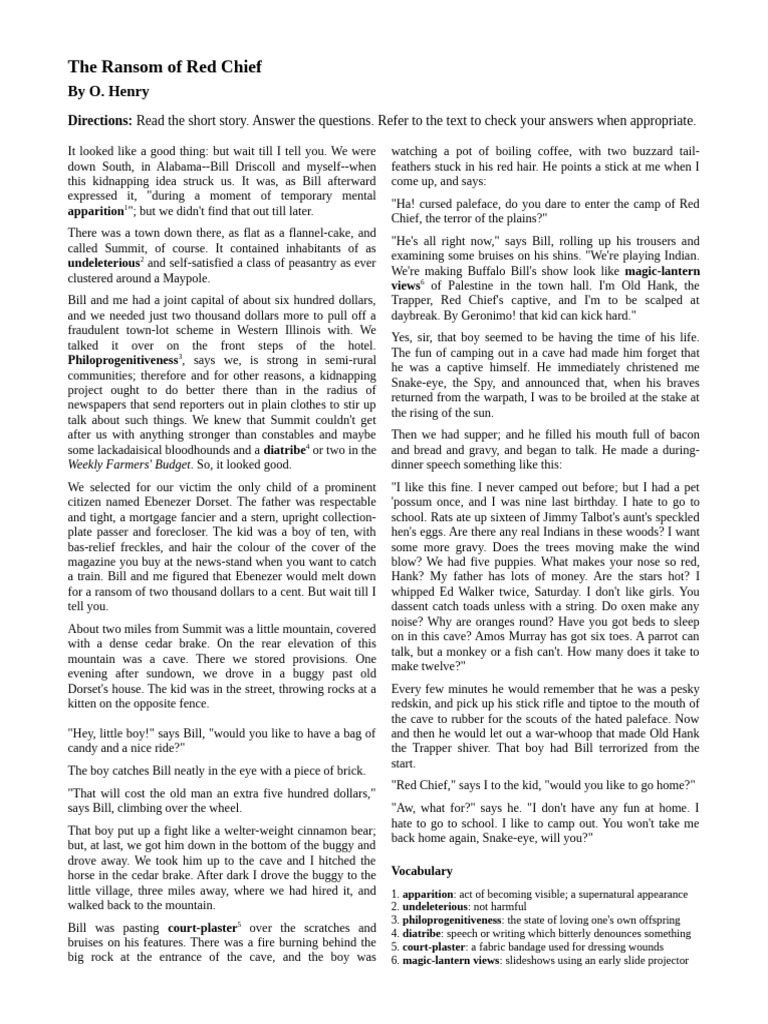 The Ransom of Red Chief | PDF